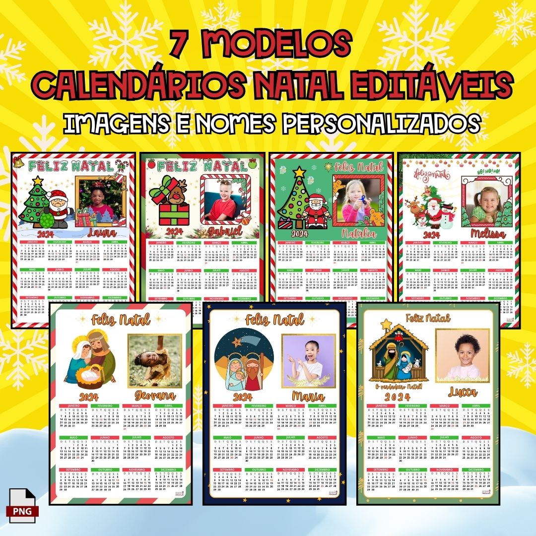 CALENDÁRIOS DE NATAL (EDITÁVEIS)